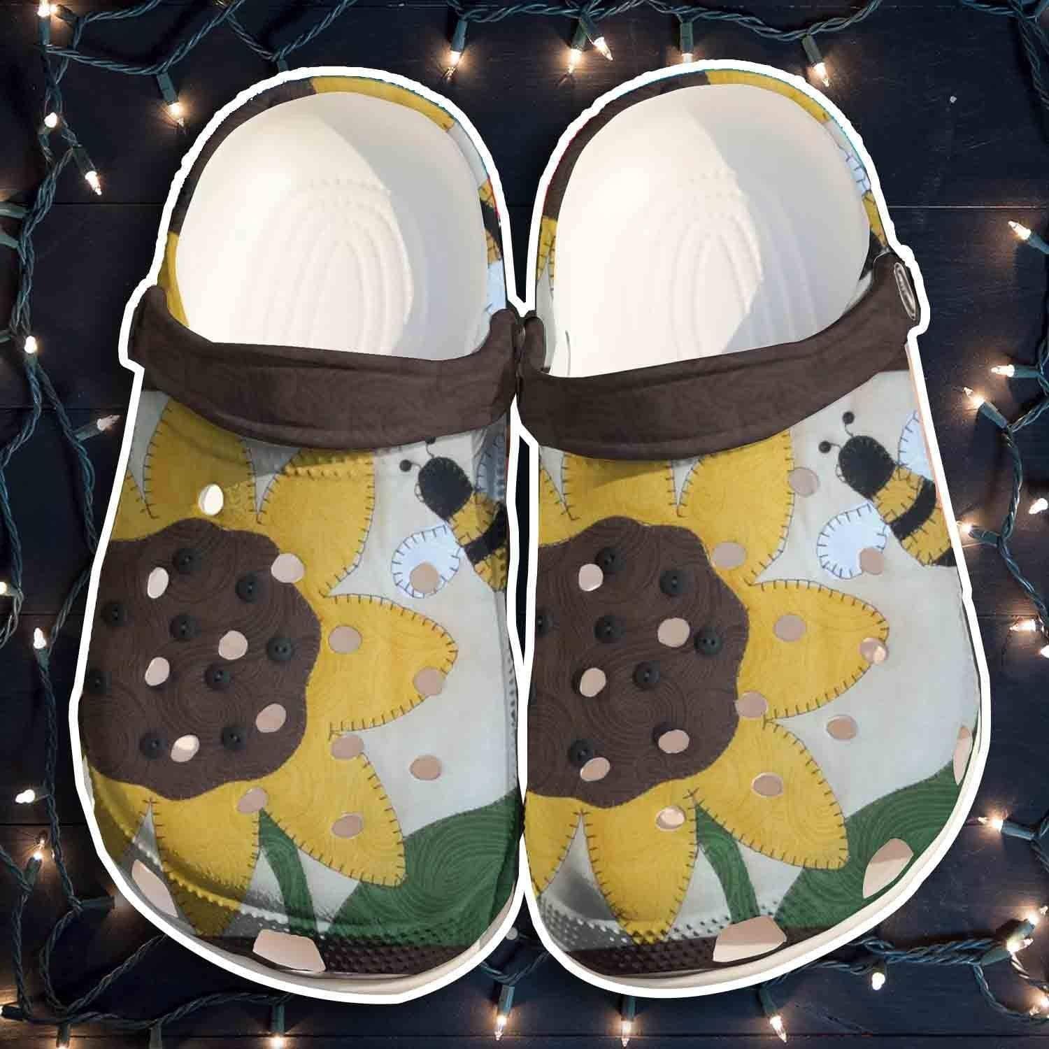 Sunflower Bee Suture Crocs Shoes Clogs For Niece Daughter - 365crocs